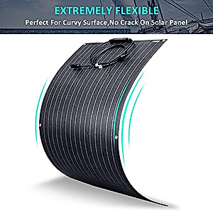 100 Watts ETFE Flexible Monocrystalline Panel Solar RV Kits with 20A PWM LCD Charge Controller Off-Grid for RV Boat Cabin Van Car Uneven Surfaces
