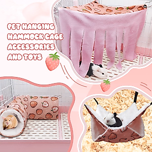 LYART Guinea Pig Rat Ferret Hammock and Warm Bed Small Pet Hideout Tunnel Cave Hanging Bunkbed Hammock Cage Toy for Hamster Sugar Glider Squirrel (1.Hammock)