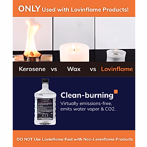 Exclusive Fuel for Lovinflame Fireplaces Fire Pits Firebowls Candles Non-Toxic, Non-Flammable, Water-Soluble, Safe for Transportation & Storage (1 Liter)