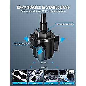 WeGuard Cup Holder Phone Mount, No Shaking Cup Phone Holder for Car Rock Solid Car Phone Holder Mount for Cars, Trucks, SUVs etc, Compatible with iPhone 14 13 Plus Pro Max Samsung All 4-7'' Phones