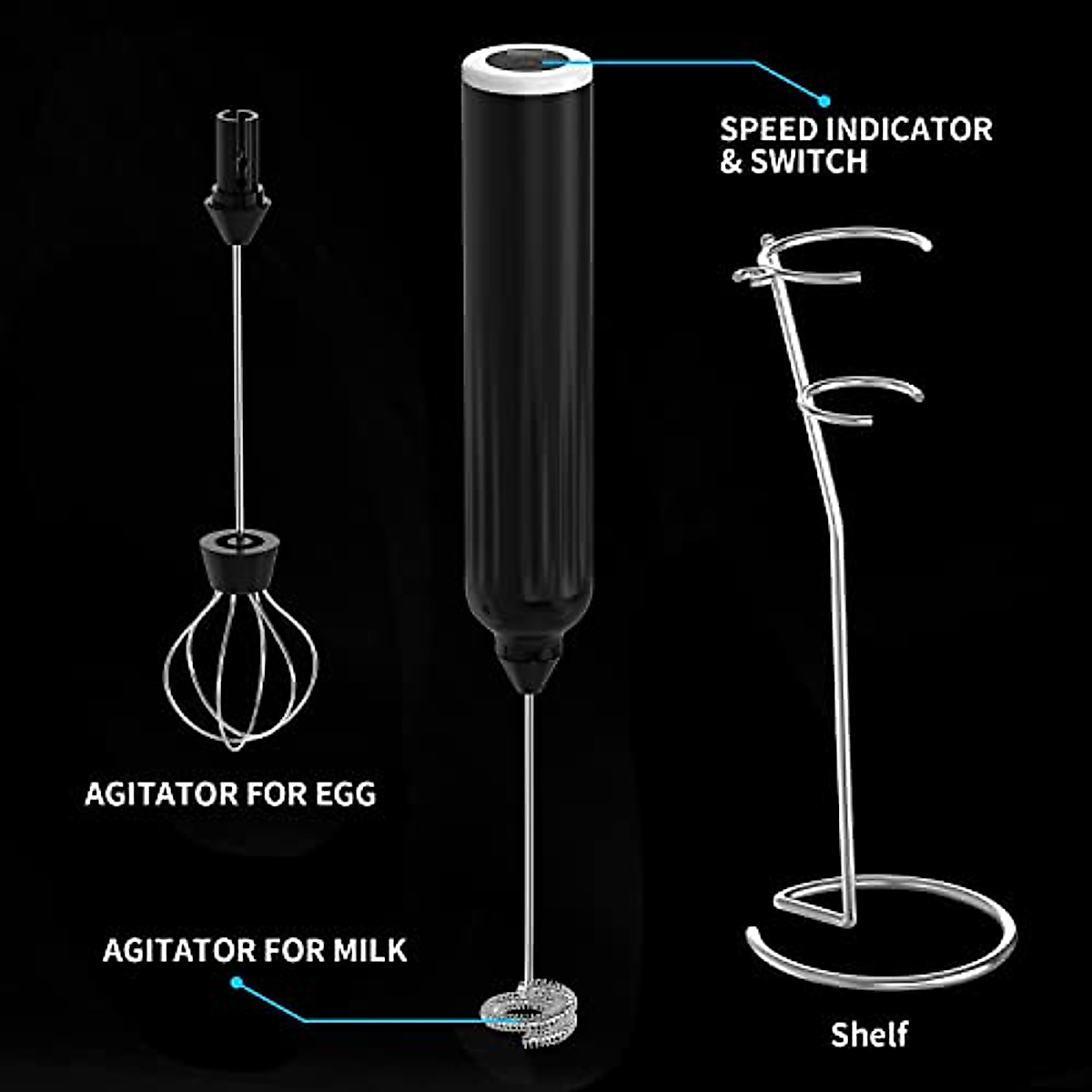 Mulli Milk Frother for Coffee with Rechargeable and Stand Set,Handheld Frother Electric Whisk, Milk Foamer, Mini Mixer and Coffee Blender Frother for Frappe, Latte, Matcha