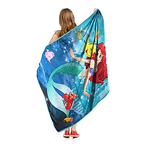 Northwest Little Mermaid/Ariel Micro Raschel Throw Blanket, 46" x 60", Floatie Friends