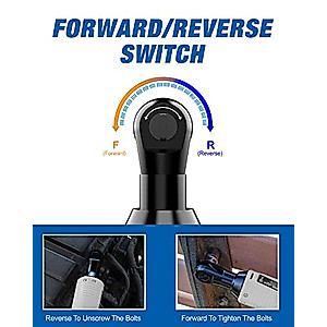 NINOUKO Cordless Electric Ratchet Wrench Set, 3/8" 12V Power Ratchet Driver, 400 RPM 40 Ft-lbs Battery Ratchet with 8 Sockets & 2-Pack 2.0Ah Battery
