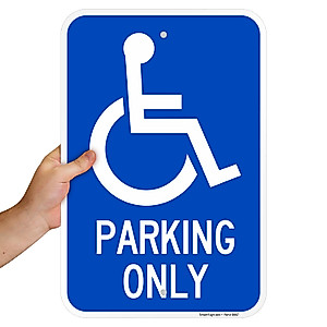 SmartSign Basics Handicap Parking Only Sign | 12" x 18" Engineer Grade Reflective ACM