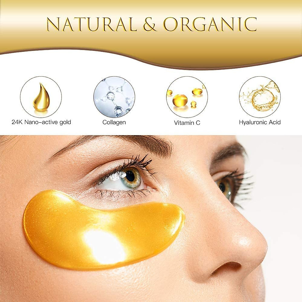 AVJONE 24K Gold Eye Mask (30 Pairs) – Puffy Eyes and Dark Circles Treatments – Relieve Pressure and Reduce Wrinkles, Revitalize & Refresh Your Skin