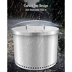 304 Stainless Steel Fire Pit Lid Fit for Solo Stove Bonfire 19.5" Fire Pit, Round Cover with Heat Resistant Handle, Outdoor Fire Pits Wood Burning and Camping Accessories