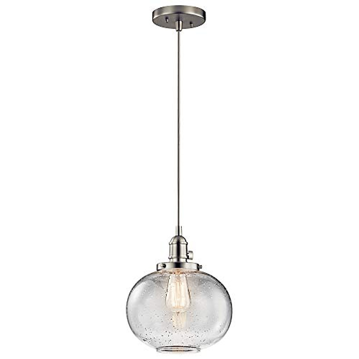 Kichler Avery 9.75" 1 Light Mini Pendant with Clear Seeded Glass in Brushed Nickel