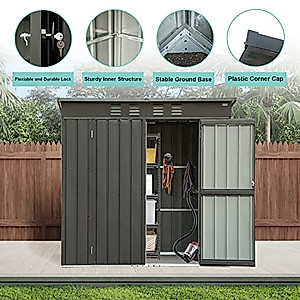 Domi Outdoor Storage Shed 6&#039; x 4&#039;, Metal Waterproof Utility Tool Shed Storage House Clearance with Double Lockable Doors &amp; Air Vent for Backyard Garden Lawn Patio