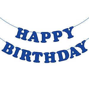 Navy Blue Happy Birthday Banner Sign Happy Birthday Bunting Banner Flag Garland for Kids Boys Baby Birthday Party Decorations Supplies