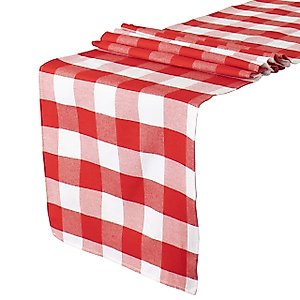 ShinyBeauty Buffalo Check Table Runner 13''x72'' Red and White Cotton Checkered Table Runner Buffalo Plaid Table Cover for Family Dinners Plaid Table Runner for Farmhouse Gingham Table Runner