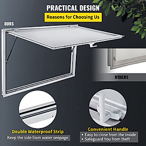 VEVOR Concession Window 36 x 24 Inch, Concession Stand Serving Window Door with Double-Point Fork Lock, Concession Awning Door Up to 85 Degrees for Food Trucks, Glass Not Included