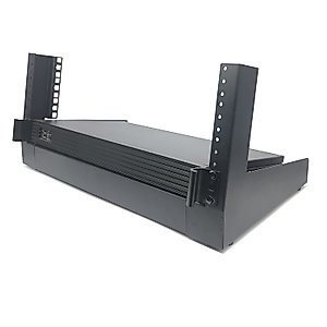 JINGCHENGMEI 4U Desktop Server Rack 19 inches Open Frame Rack- 2 Post Free-Standing Rack Switch Depth for Patch Panel, Data, AV, IT,Studio or Computer Equipment (JCM-DT4URack)
