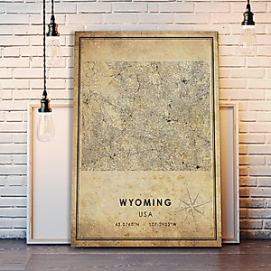 Wyoming Map Print Wyoming Map USA Map Art Wyoming City Road Map Poster Vintage Gift Map