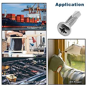 #14 x 1" Pan Head Self Tapping Screws Sheet Metal Screws, Stainless Steel 410, 50 PCS