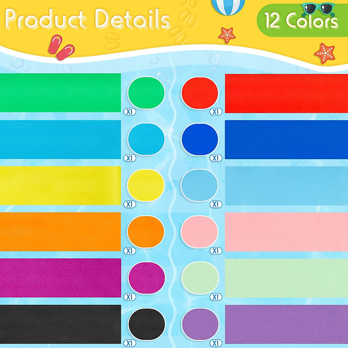 Tessco 12 Pcs Christmas Beach Towel Bands for Beach Chairs Towel Clips Lounge Beach Pool Chairs Towel Strap Holder Elastic Windproof Beach Accessories Gift for Christmas(12 x 2 in,Bright Style)