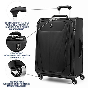 Travelpro Maxlite 5 Softside Expandable Luggage with 4 Spinner Wheels, Lightweight Suitcase, Men and Women, Black, Checked-Medium 25-Inch