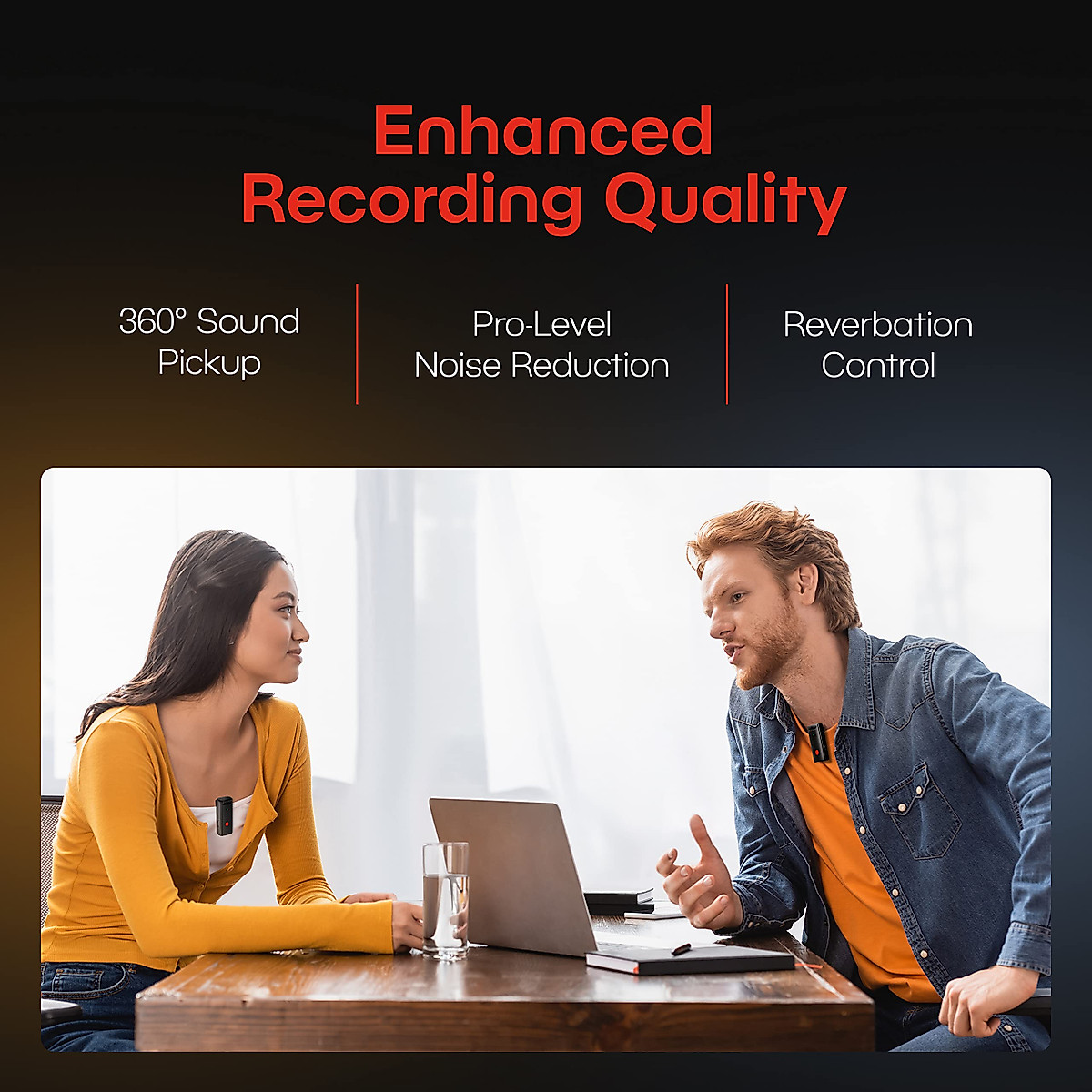 BearVlog Wireless Microphones for Android - 2 Portable Lavalier Microphone with Noise Reduction | Lapel Microphone Wireless for Vlogging and Recording| Compatible with Android and iPhone 15