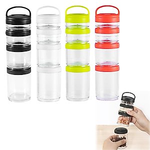 Saycker Portable Stackable Snack Container Nut Box, Snack Storage Jars and Portion Control, Food Storage Container with Lid, Twist Lock Storage Container Scale Jar(Random Color)