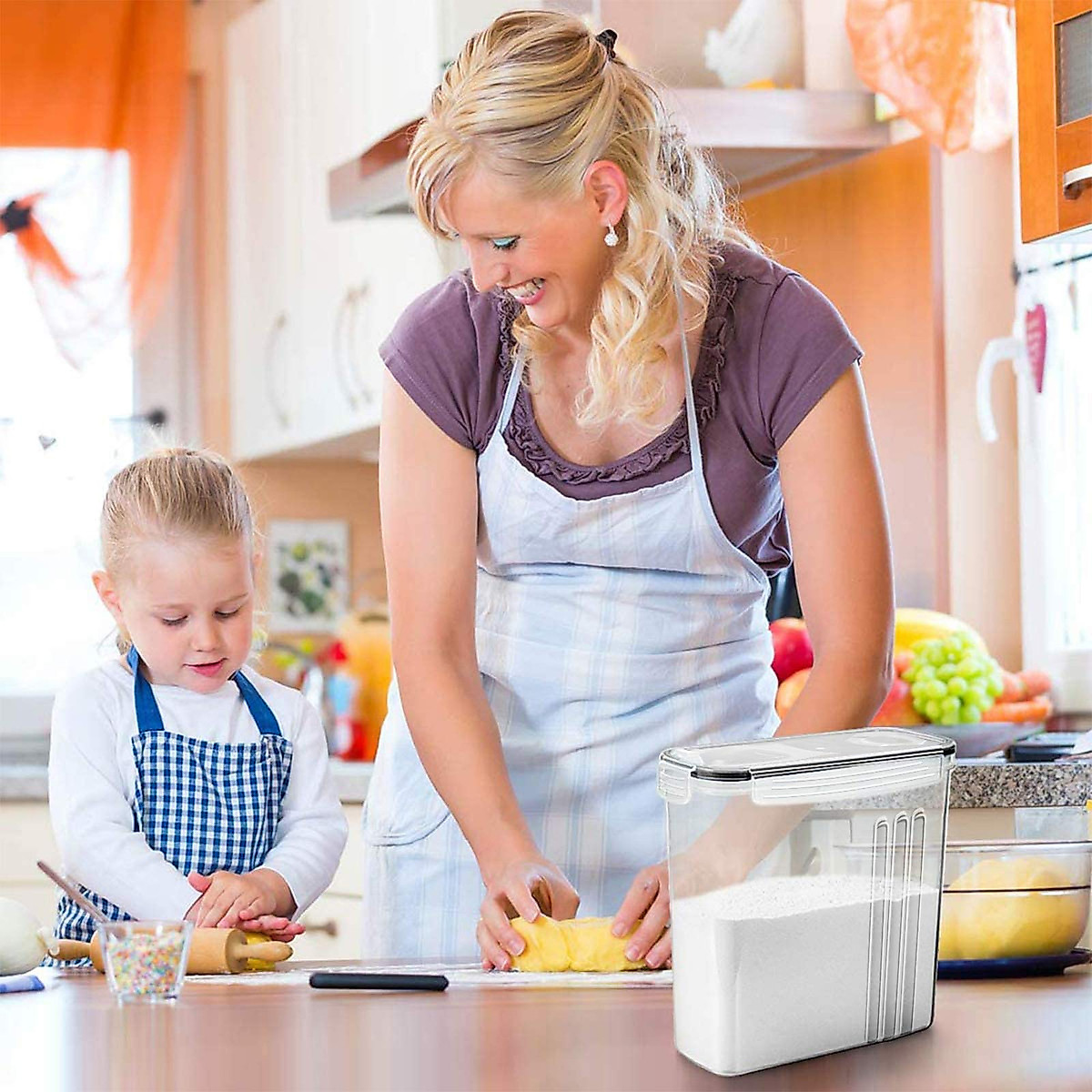 Cereal & Dry Food Storage Containers, Wildone Airtight Cereal Storage Containers Set of 8 [2.5L / 85.4oz] for Sugar, Flour, Snack, Baking Supplies, Leak-proof with Black Locking Lids