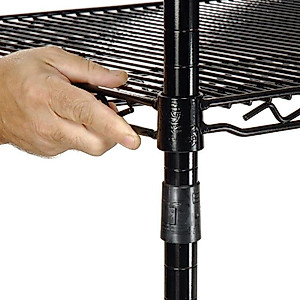 Nexel 18" x 30" x 74", 4 Tier Adjustable Wire Shelving Unit, NSF Listed Commercial Storage Rack, Black Epoxy Finish, leveling feet