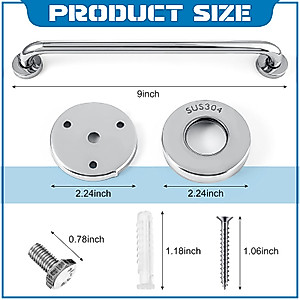 Blulu 2 Set Shower Grab Bar Stainless Steel Bathroom Grab Bar Handle Anti Slip Heavy Duty Bathtub Handle Support Balance Hand Rails for Bathroom Elderly Handicap Senior Pregnant (9 Inch)