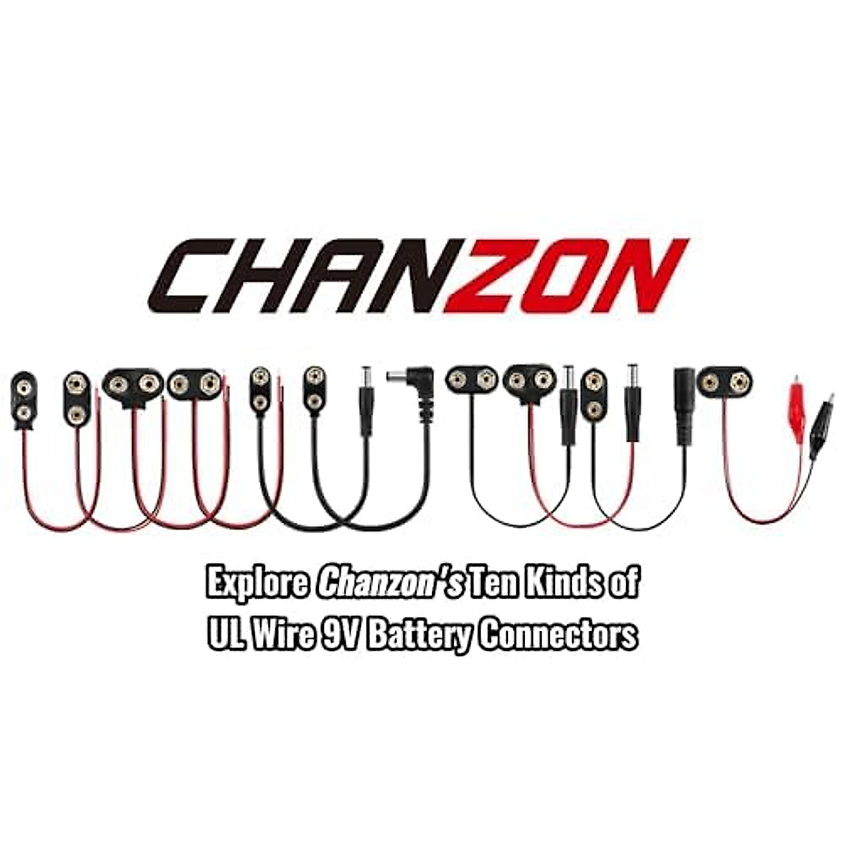 Chanzon UL Wires 9v Female Connector Battery Clip 2.1mm x 5.5mm Converter 9 Volt Power Eliminator Adapter Supply Plastic I Type 5 Pack Connection