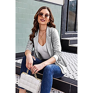 Zeagoo Women Long Sleeve Blazer Open Front Cardigan Jacket Work Office Suit Outwear Grey S