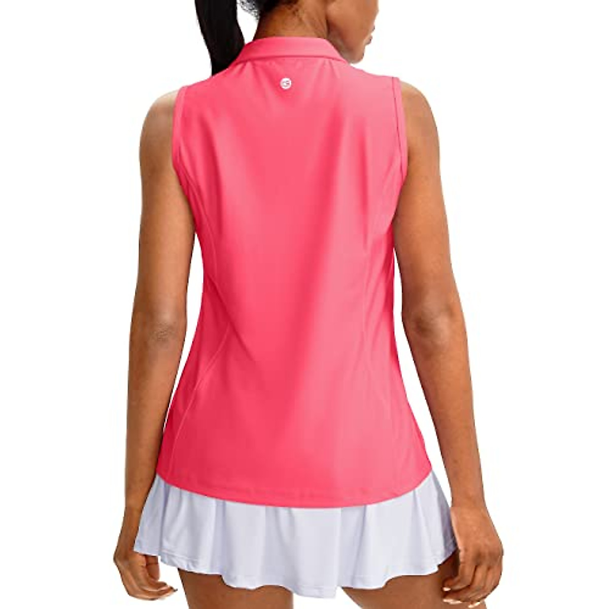G Gradual Women's Sleeveless Golf Polo Shirts Tennis Quick Dry Collared Tank Tops V-Neck Polos for Women(Watermelon,XL)