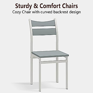 AWQM Dining Table Set for 4, 5 Piece Kitchen Table and Chairs Set for 4 People, Modern Wooden Dining Table with Backrest Chair for Dining Room Kitchen Breakfast Nook, Grey