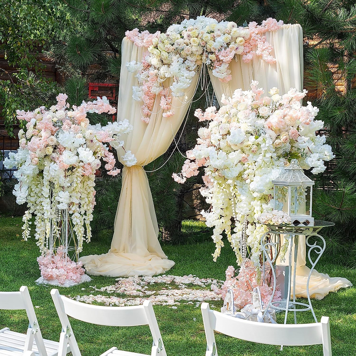 Sggvecsy Cherry Blossom Garland Artificial Cherry Flower Vines 4 Pack Hanging Silk Flowers Garland for Home Wedding Garden Party Arch Office Decor (Pink)