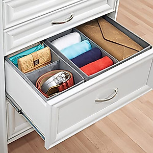 mDesign Soft Fabric Dresser Drawer and Closet Storage Organizer Bin for Bedroom - Holds Lingerie, Bras, Socks, Leggings, Clothes, Purses, Scarves, Lido Collection - 4 Pack - Gray
