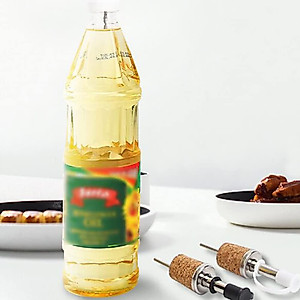 YARNOW 6pcs Stainless Steel Cork Free Flow Pourer Cap Wine Liquor Bottle Cork Stopper Dispenser Oil Stopper with Lid