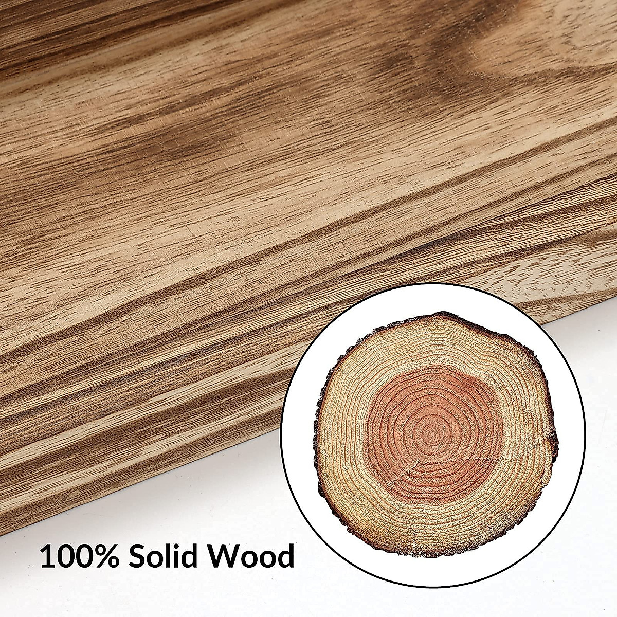 KINLINK Floating Shelves Wall Mounted, Wood Rustic Wall Shelves Set of 2 for Living Room/Bathroom/Bedroom/Kitchen/Farmhouse,Carbonized Black