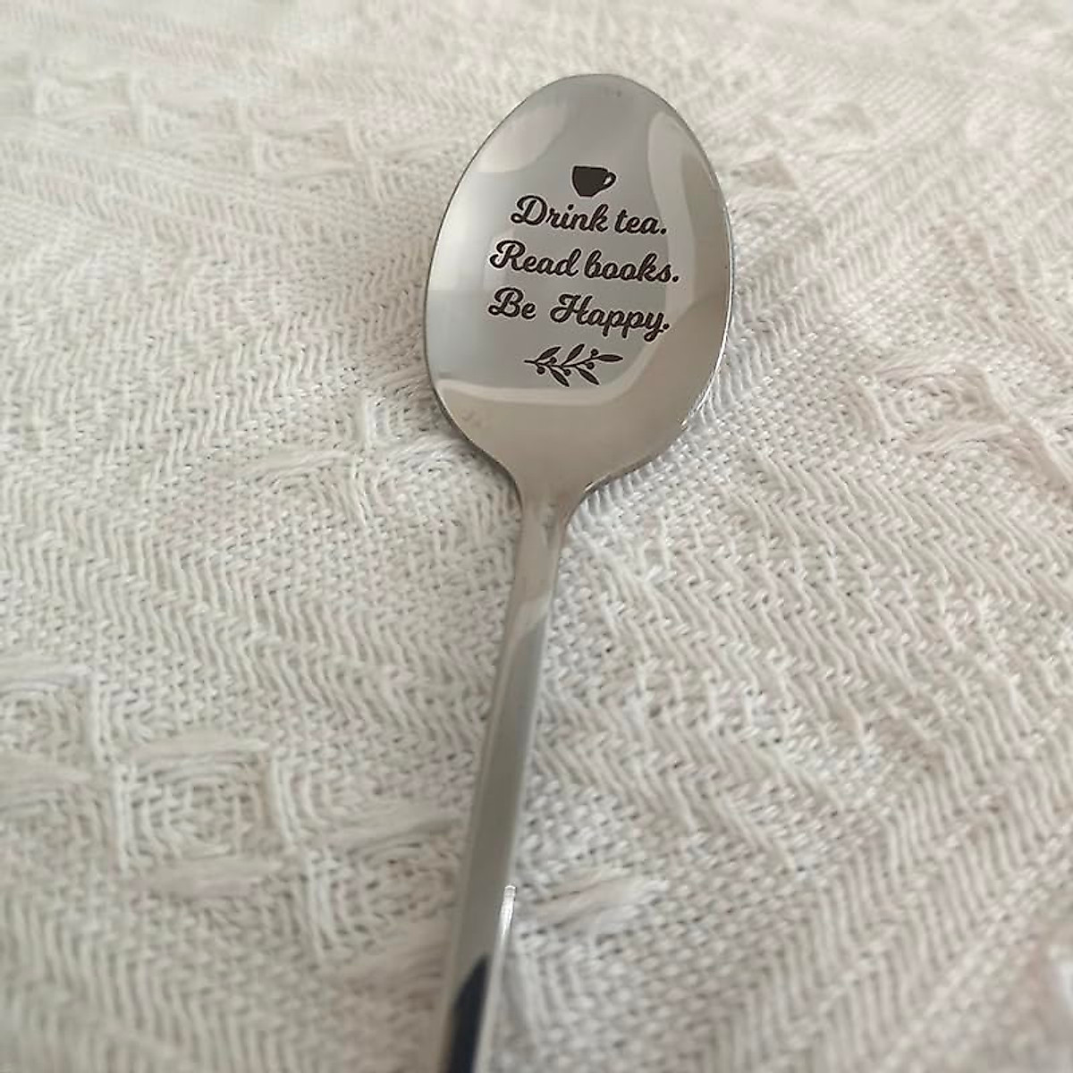 Christmas Birthday Gifts for Book Tea Lovers Women Men Drink Tea Read Books Be Happy Spoon for Readers Reading Lovers Gifts for Teen Adult Tea Drinkers Lover Gift Teaspoon