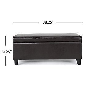 Christopher Knight Home Breanna Leather Storage Ottoman, Brown