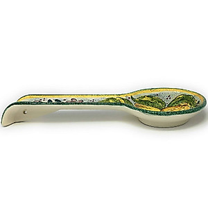 CERAMICHE D'ARTE PARRINI - Italian Ceramic Art Spoon Rest Pottery Holder Hand Painted Decorated Lemons Made in ITALY Tuscan