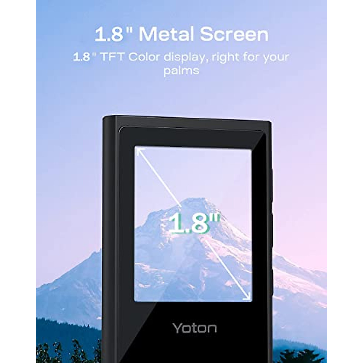 80GB MP3 Player with Bluetooth, YOTON Music Player with Speaker and 1.8'' Curved Screen, HiFi Sound, FM Radio, Voice Recorder, E-Book, Pedometer, Stopwatch, TF Card and Earphones Included