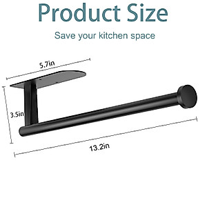 Paper Towel Holder, Self Adhesive or Screw Mounting, Black Paper Towel Holder Wall Mount, SUS304 Stainless Steel Paper Towel Holder Under Cabinet for Kitchen, Counter, Cabinet, Bathroom