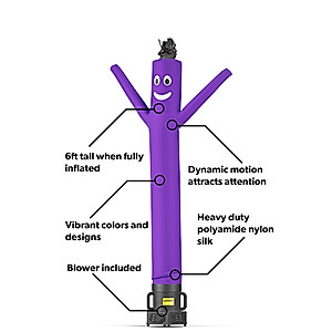 LookOurWay Air Dancers Wacky Waving Inflatable Tube Man Set - 7ft Tall Advertising Air Dancer Waving Man Inflatable Tube Guy with Sky Dancer Blower- Purple