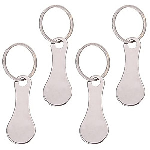 TOYANDONA 4Pcs Shopping Trolley Tokens Key Rings Stainless Steel Key Rings Portable Trolley Removers