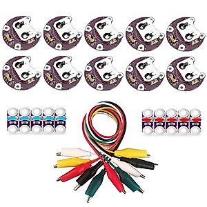 KOOKYE 10x Lilypad Coin Cell Battery Holder 10x Lilypad LEDs Alligator Clips Test Lead Wire for Arduino Raspberry Pi