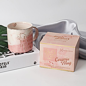 Cat Mom Gifts for Women - Crazy Cat Lady Coffee Mug Gift for Cat Lover Mom, Daughter, Sister, Aunt, Wife, Best Friends, BFF, Coworkers, Her - Best Cat Mom Ever - Pink Marble Mug, Ceramic 11.5oz Cup