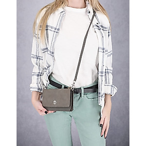 Timberland womens Wallet Purse RFID Leather Crossbody Bag, Castlerock (Nubuck), One Size US