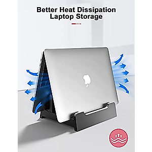 Vertical Laptop Stand with USB Hub, Plastic Dual-Slot Laptop Holder Adjustable Dock Size, Laptop Docking Station with 1 USB-C and 4 USB-A Ports, for All MacBook/Surface/HP/Dell/iPad Up to 17.3 inches