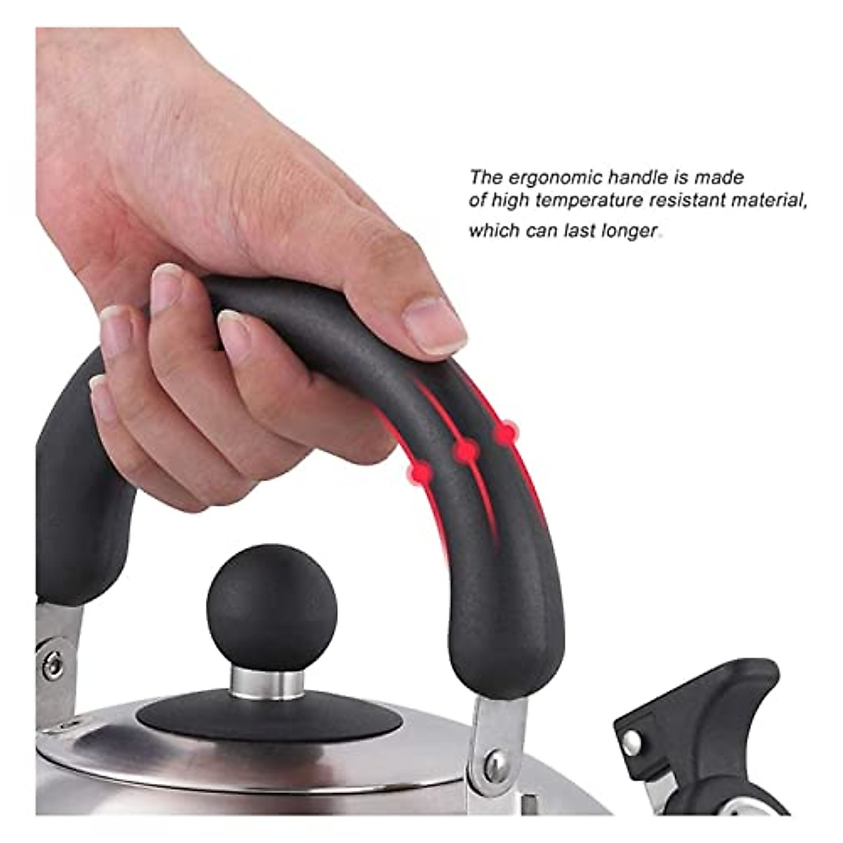 XENITE Classic Kettle Whistling Kettle for Gas Hob Stainless Steel Whistle Teapot for Stove Large-Capacity Teapot for Kettle Kitchen Ergonomic Heat-Resistant Handle Induction Hob Kettle Teapots (Colo