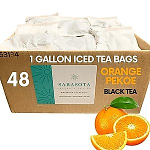 Sarasota Tea, Gallon Tea Bags, Gourmet Black Iced Tea Bags, 1 Gallon Iced Tea Bags, (48 Count)