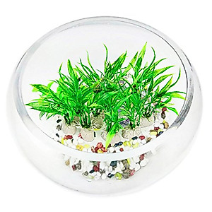 COMSUN 10 Pack Artificial Aquarium Plants, Small Size 4 inch Approximate Height Fish Tank Decorations Home Décor Plastic Green