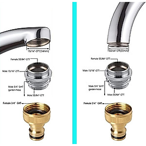 Carvedexquisitely Faucet Adapter Kit, Brass Kitchen Sink Aerator Adapter,Male/Female Sink Faucet Adapter to Connect Garden Hose, Water Filter, Standard Hose via Diverter (7 Pieces)