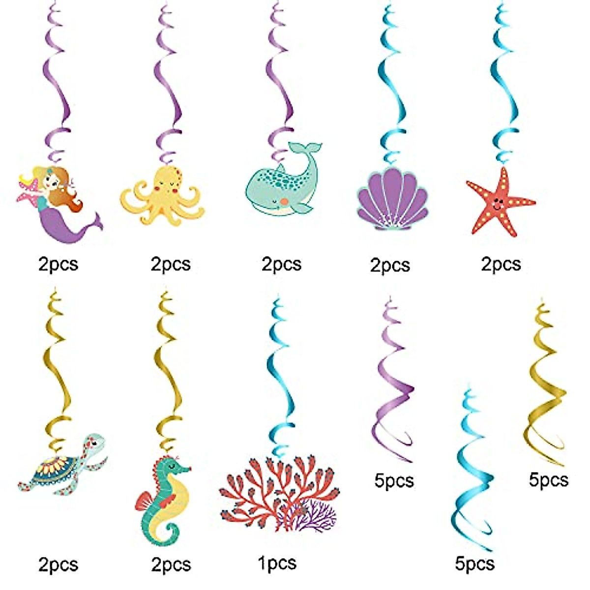 DmHirmg OceanHangingSwirl Decoration, OceanSwirl Decorations Hanging SwirlSpiral Decorations of OceanThemed, Under the Seas HangingSwirl Decorations OceanAnimals Parties Supplies