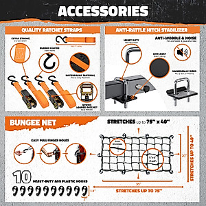 Mockins 60"x20"x6" Folding Trailer Hitch Cargo Carrier Weatherproof | 500 Lbs Cap Luggage Rack for SUV, Cars & Trucks| Universal 2" Receiver Hitch Cargo Rack with Car Carrier Accessories